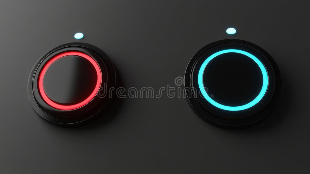 A Cutting-edge Digital Screen Features a Red and Blue Button, with Two ...