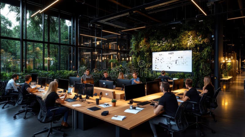 A Cutting-edge Eco-friendly Office with an Open Workspace, Featuring ...