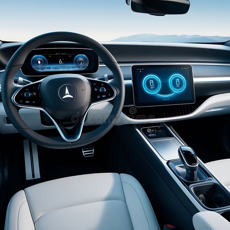 A Cutting-edge Electric Car Dashboard Features a Curved Touch Screen ...