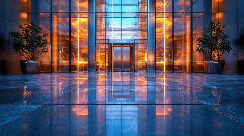 Cutting Edge Elevator Operates Smart Building Lobby Showcasing ...