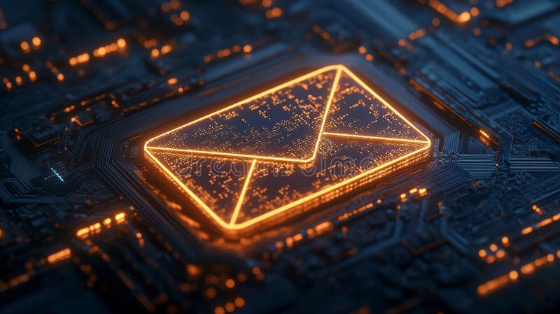 A Cutting-edge Email Icon Glowing on a Digital Screen, Showcasing a ...