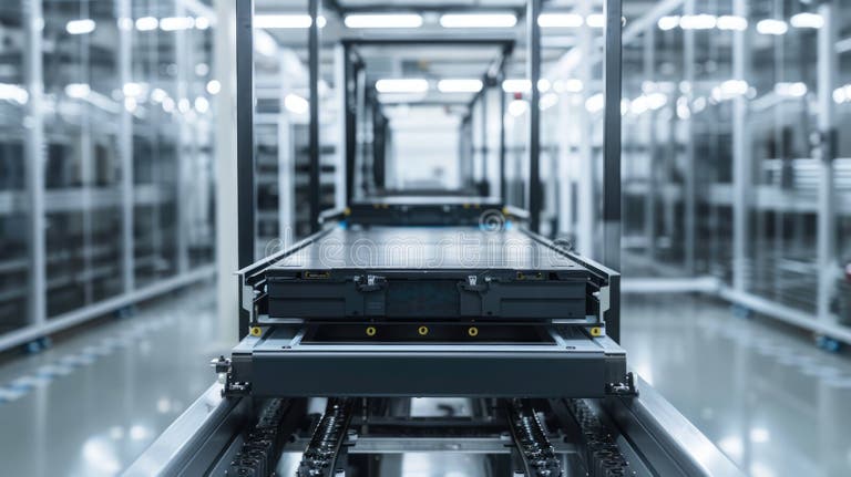 Cutting-edge Equipment in a Modern Battery Pack Assembly Line. Battery ...