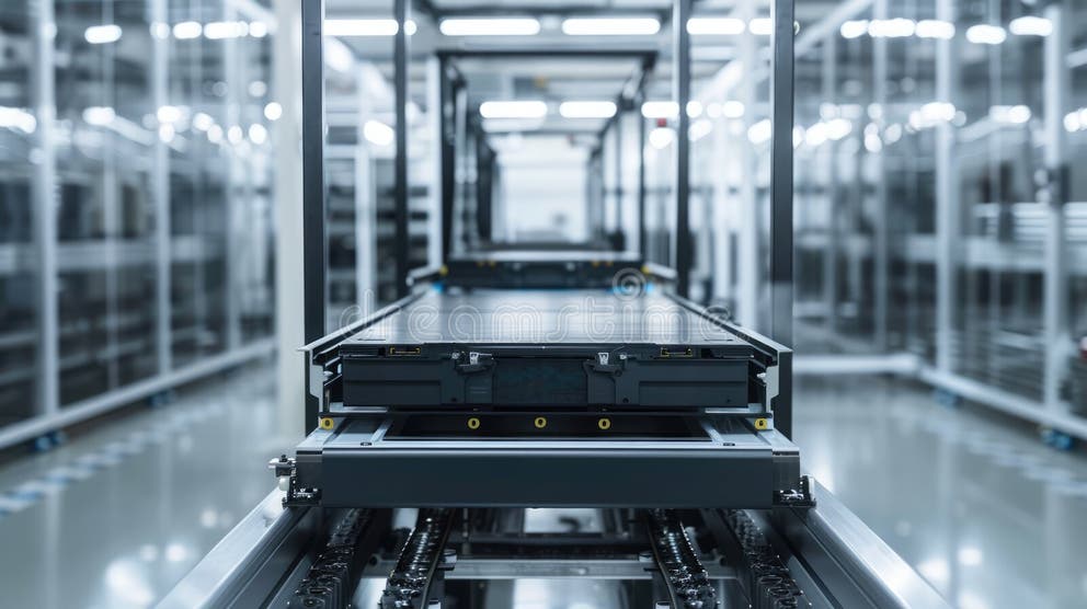 Cutting-edge Equipment in a Modern Battery Pack Assembly Line. Battery ...