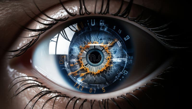 Cutting Edge Futuristic Technology Close Up of Human Eye with Focus on ...