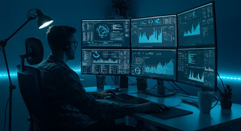 Powered Remote Workstation at Home Stock Illustration - Illustration of ...