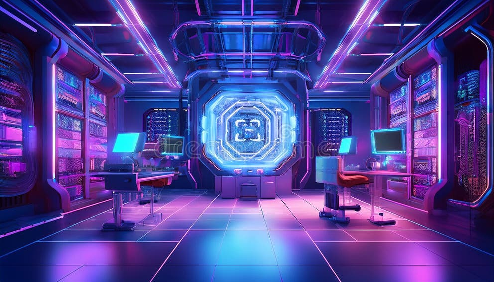 Futuristic Quantum Lab with Glowing Circuits and Tech Stock ...