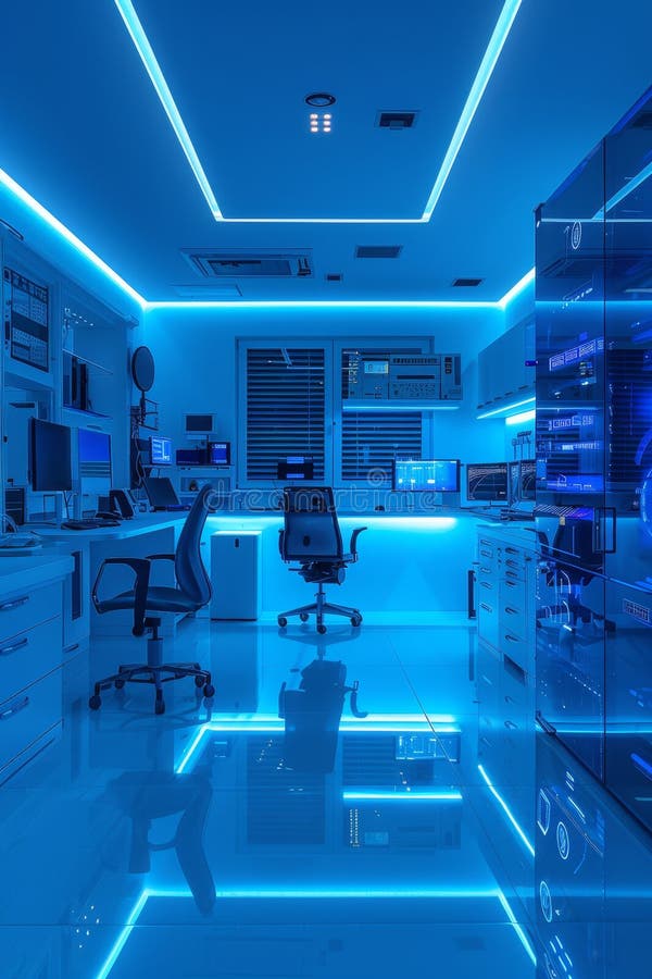 Cutting-edge Lab with Modern Decor, Sleek Equipment, and Soft Blue ...