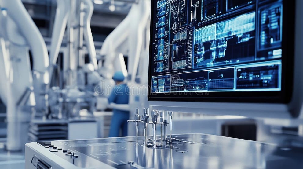 Advanced Robotics and Computer Interface in Laboratory Stock Image ...