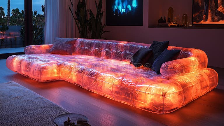 Futuristic Illuminated Modular Sofa with Interactive Design Stock ...