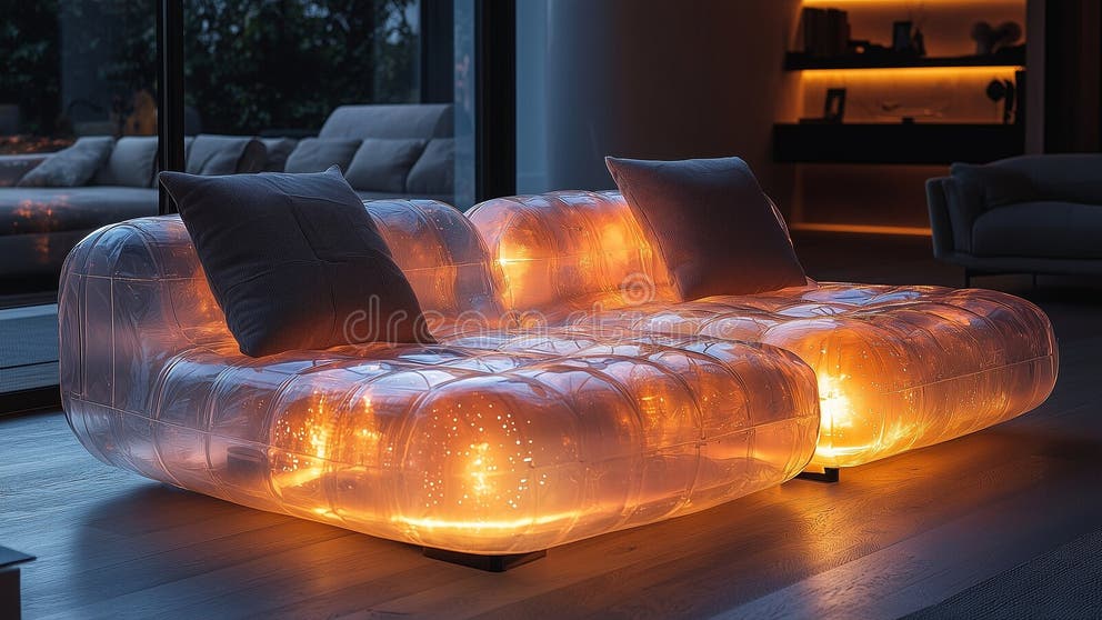 Futuristic Illuminated Modular Sofa with Interactive Design Stock ...