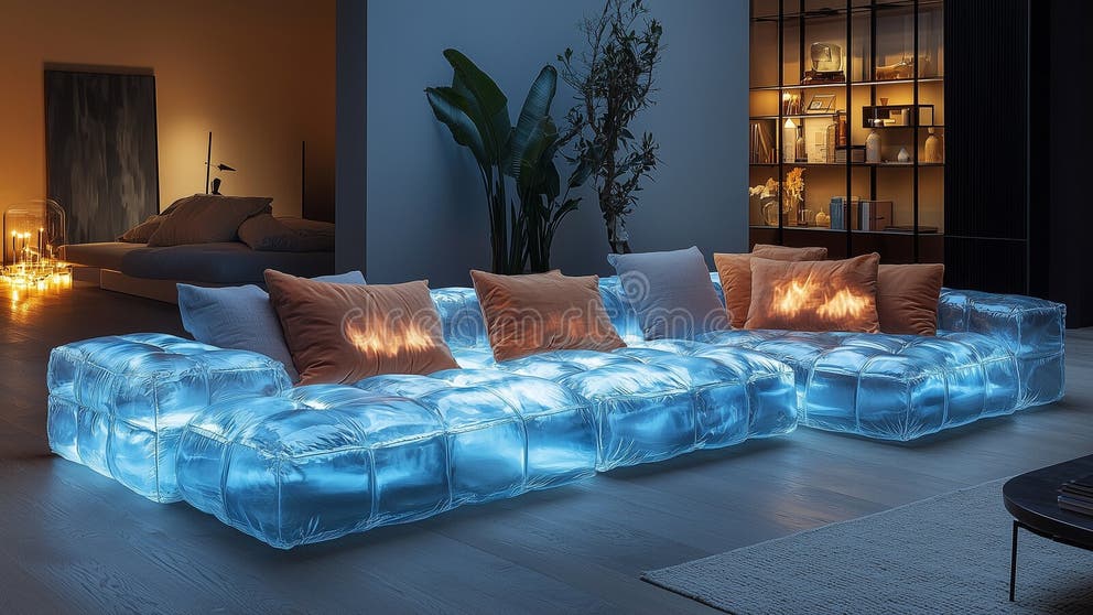 Futuristic Illuminated Modular Sofa with Interactive Design Stock ...