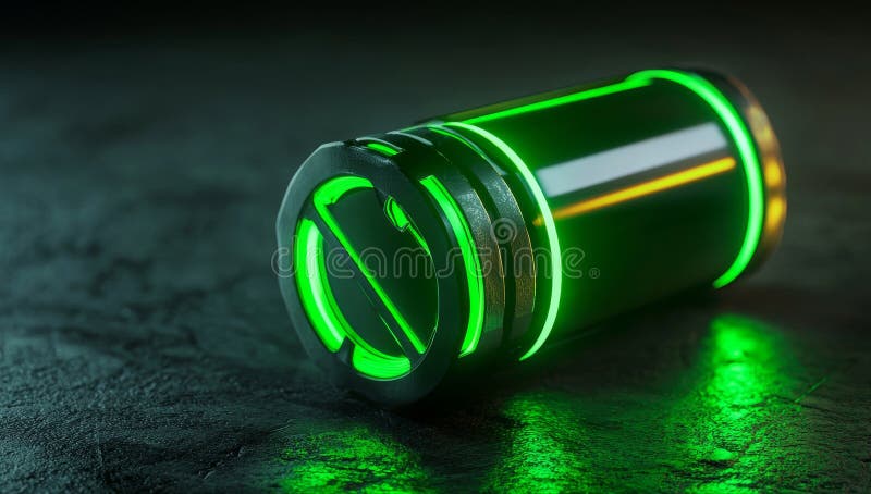 A Cutting-edge, Neon-glowing Green Energy Storage Solution Featuring a ...