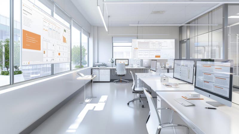 Cutting-edge Office with Interactive Whiteboards, Digital Screens, and ...