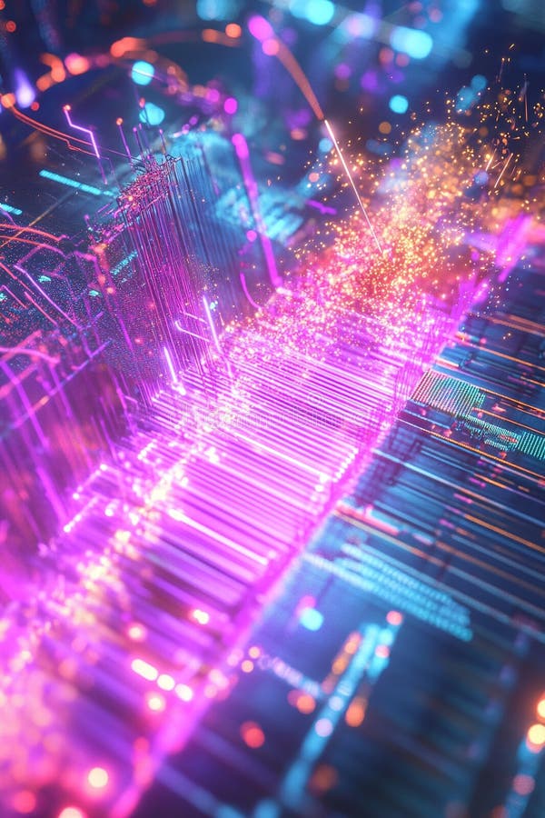 Cutting Edge Quantum Computer Core Processing Visualization Featuring