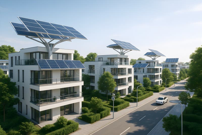 Solar-powered Smart Living: Futuristic Rooftop Architecture Stock Image ...