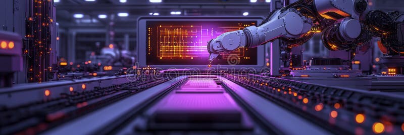 Cutting-edge Robotic Arm in a High-tech Setting Stock Illustration ...