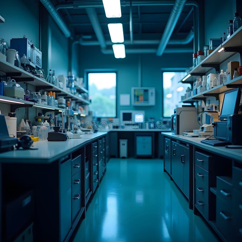 Cutting-Edge Science Lab Advanced Equipment in Dim Light Stock ...