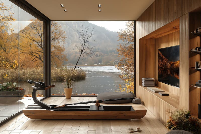 Cutting - Edge Smart Rowing Machine Positioned in a Home with a View of ...