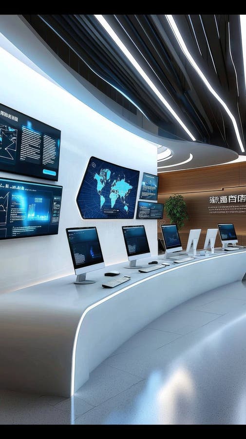 Modern Technology Hub Showcasing Interactive Displays and Sleek ...