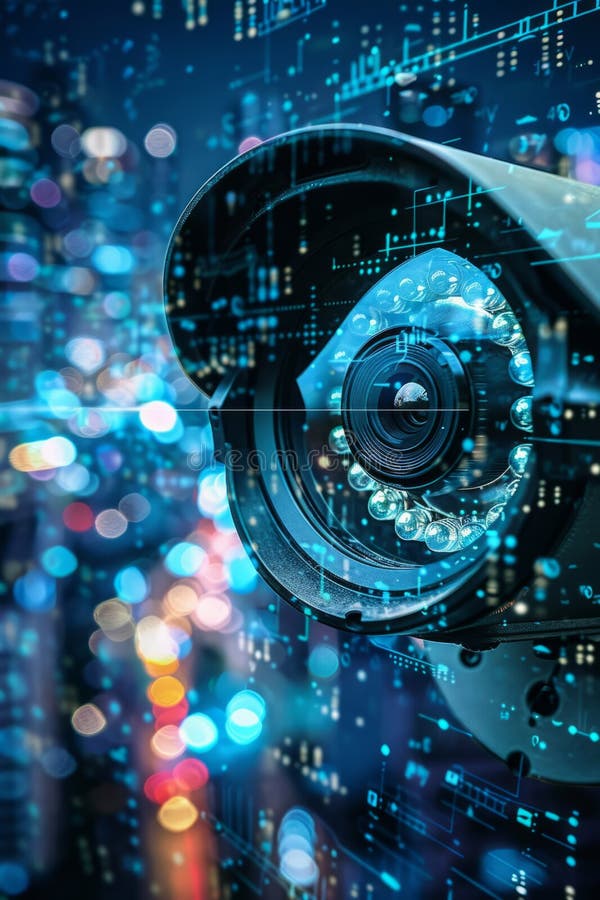 Cutting-edge Surveillance System Mimicking the Vigilance of Business Processes Technology. Stock ...