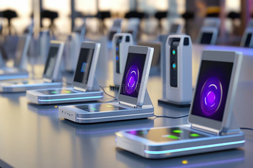 Display of Advanced Technology Devices with Interactive Screens in a ...