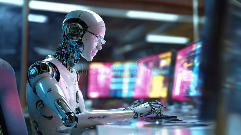 In a Cutting-edge Technological Setting, a Robotic Assistant Diligently ...