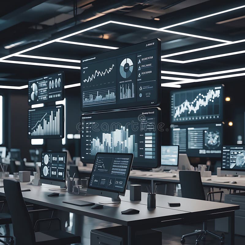 Cutting-Edge Technology Command Center with Interactive Data and Global ...