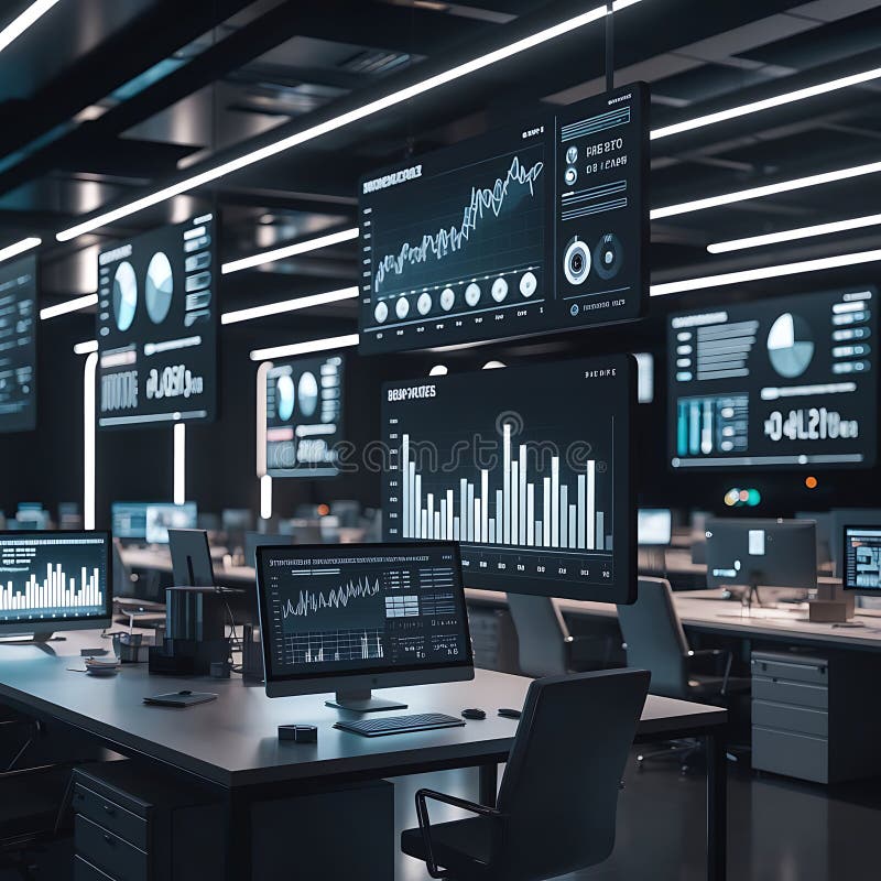 Cutting-Edge Technology Command Center with Interactive Data and Global ...