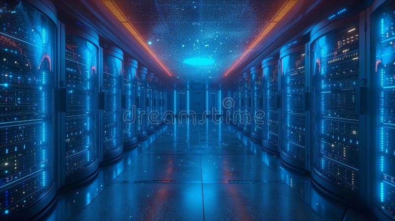 Cutting-edge Technology on Display: Server Racks Emitting Captivating ...
