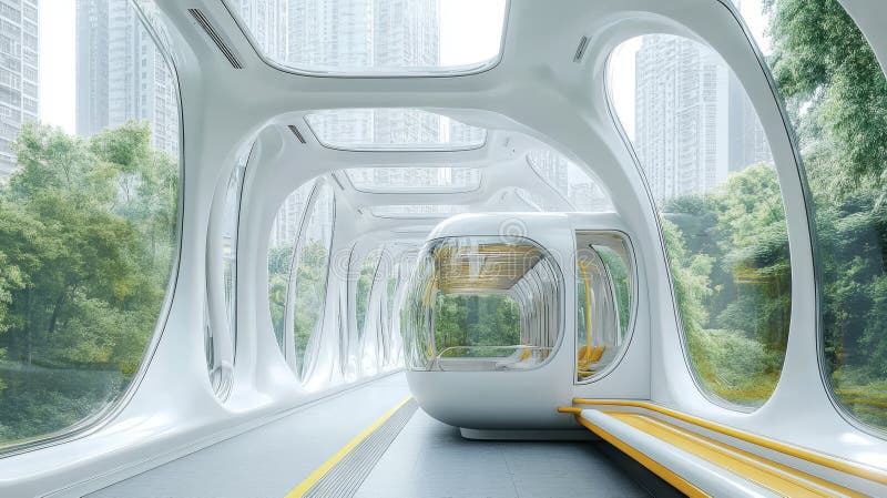 A Cutting-edge Transit Center with Stylish Trains and Contemporary ...