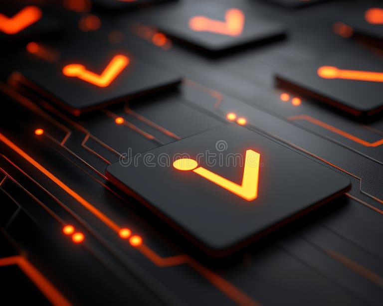 Cutting-edge User Interface Buttons with Illuminated Checkmarks and a ...