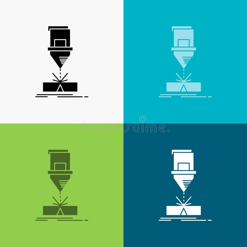 Cutting, Engineering, Fabrication, Laser, Steel Icon Over Various ...