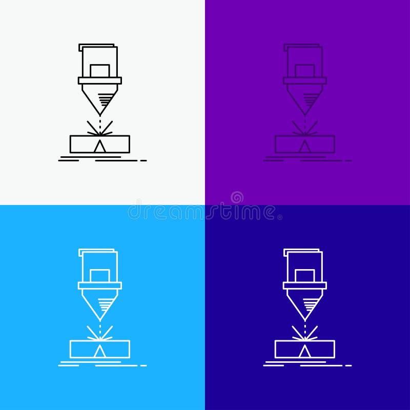 Cutting, Engineering, Fabrication, Laser, Steel Icon Over Various ...