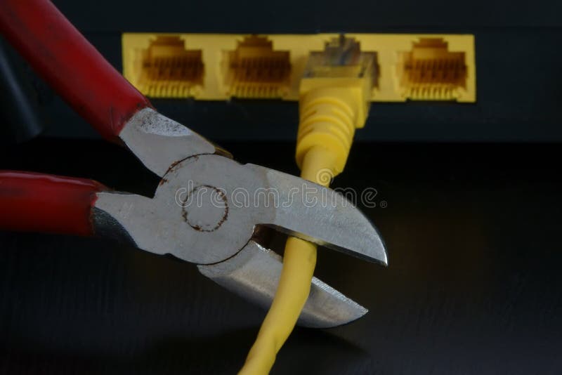 Cutting internet cable stock image. Image of cable, link - 24337943