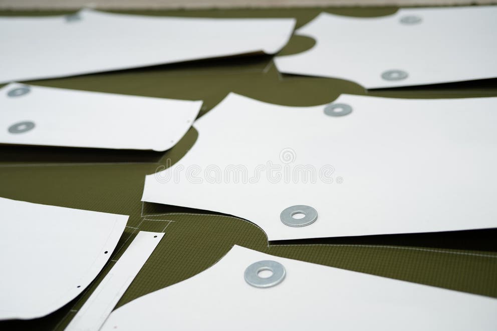 Cutting of Fabrics Cut in Production for Sewing Clothes Stock Photo ...