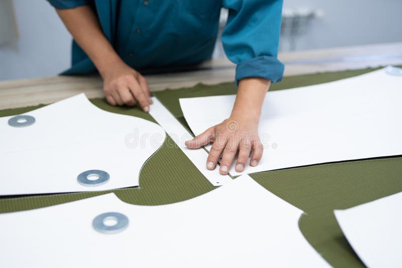 Cutting of Fabrics Cut in Production for Sewing Clothes Stock Image ...