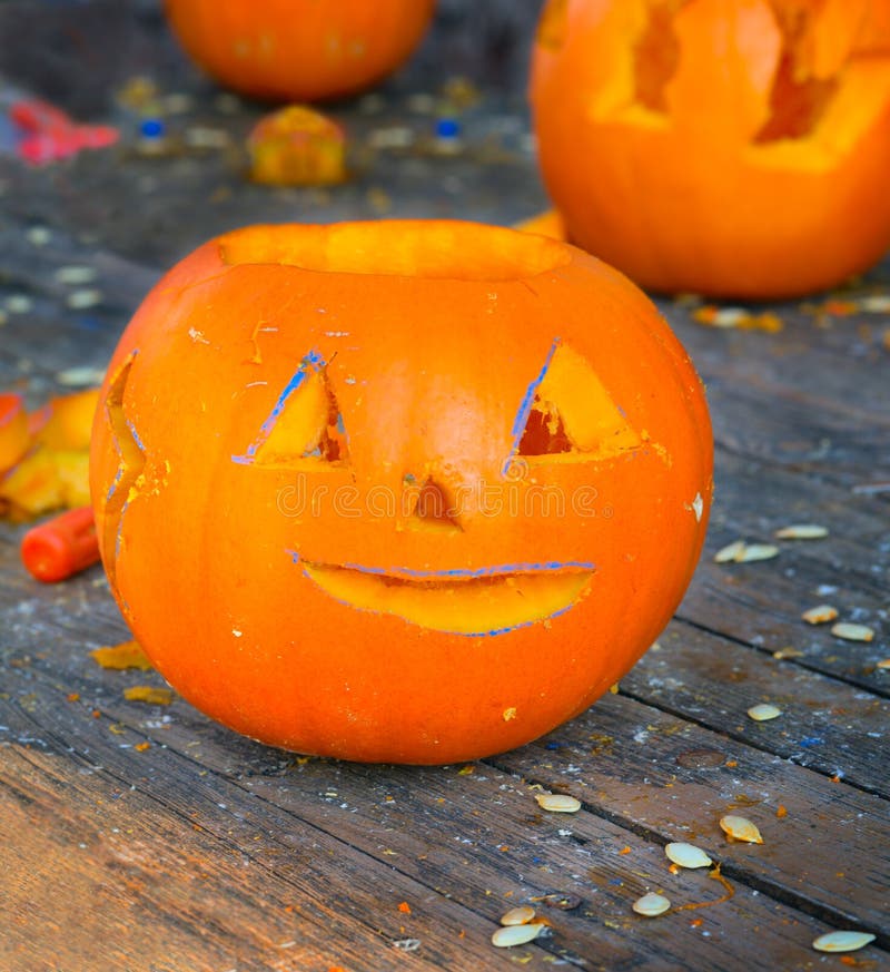 Cutting face of pumpkin stock photo. Image of life, decorate - 33985554