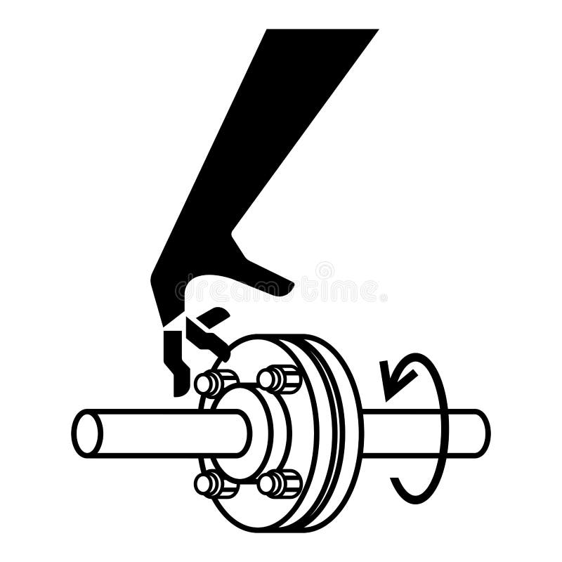 Cutting of Fingers Rotating Shaft Symbol Sign Isolate on White ...