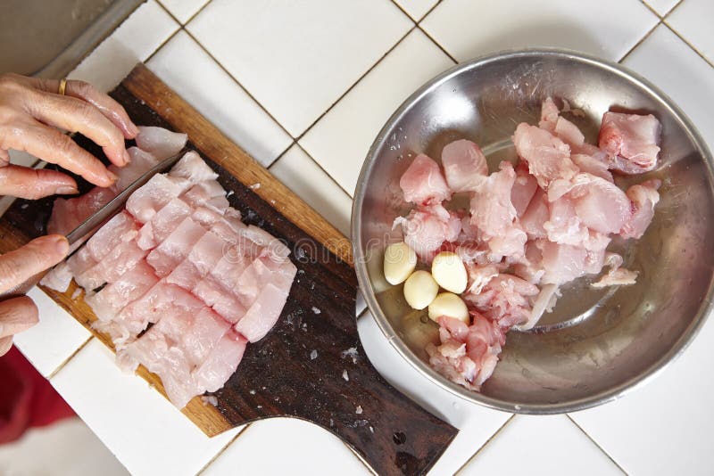 Cutting fish stock image. Image of preparation, knife - 55054579