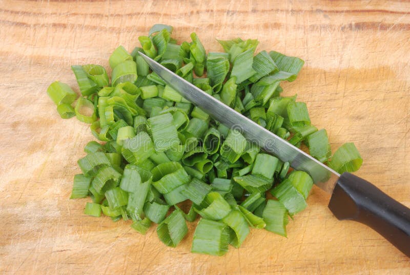Cutting Fresh Spring Onions Stock Image - Image of kitchen, prepare ...