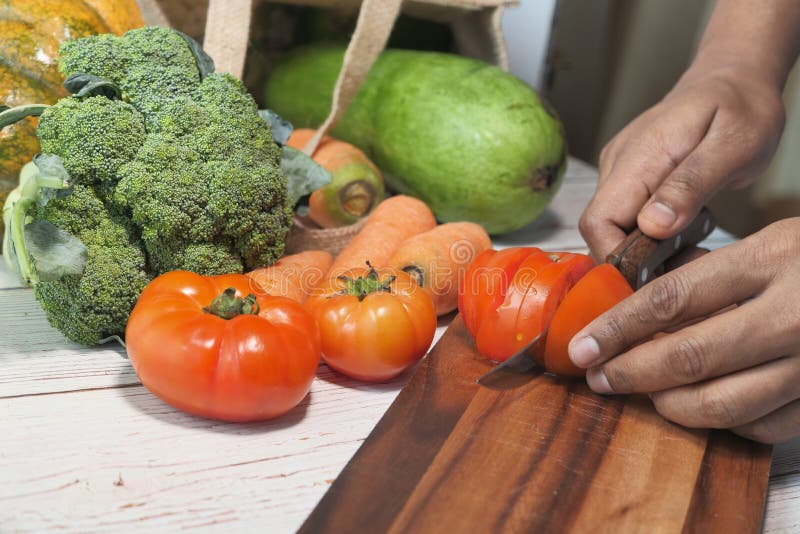 Cutting Fresh Vegetable on Chopping Board Stock Image - Image of berlin ...