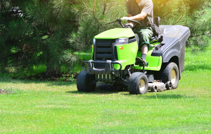 Cutting Grass with Lawn Mower Machine Stock Image - Image of meadow ...