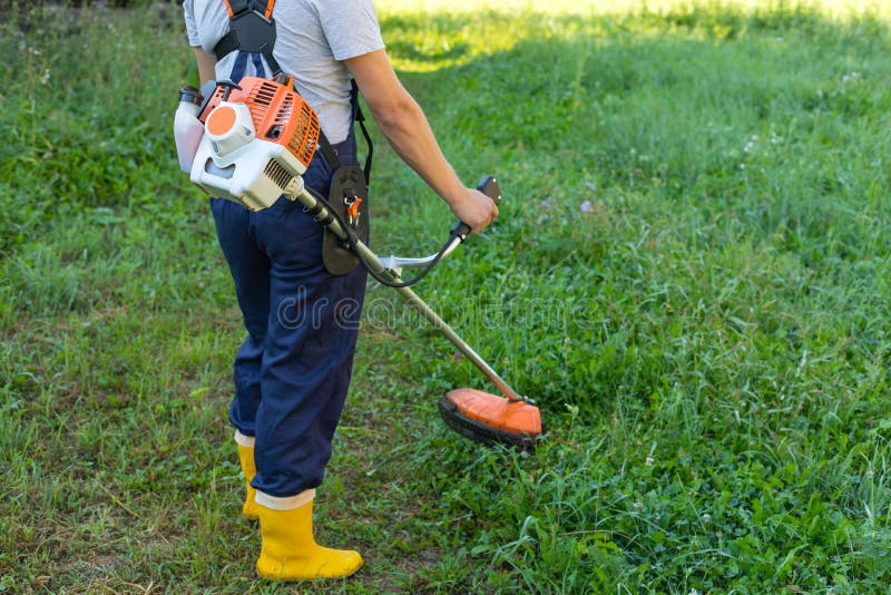 Cutting grass stock photo. Image of lawnmower, cutting - 158031770