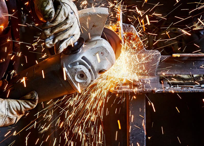 Cutting with grinder stock photo. Image of power, light - 102862430