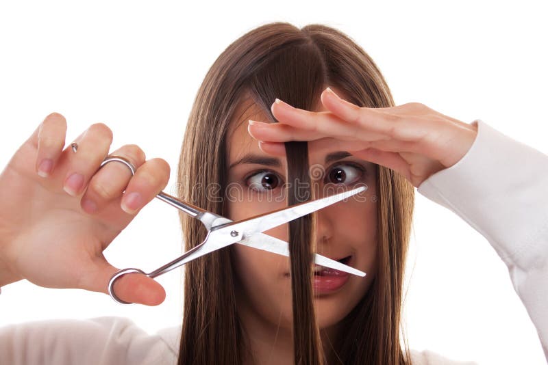 Cutting hair stock photo. Image of isolated, girl, horizontal - 13711796