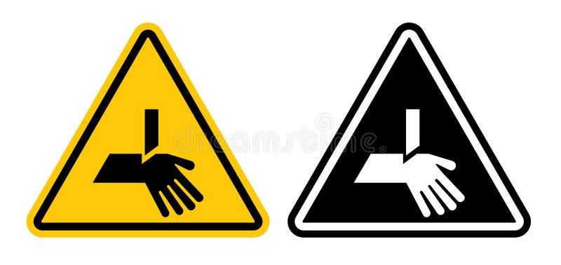 Cutting Hand Straight Blade Sign Icon Set. Warning for Risks of Cuts ...