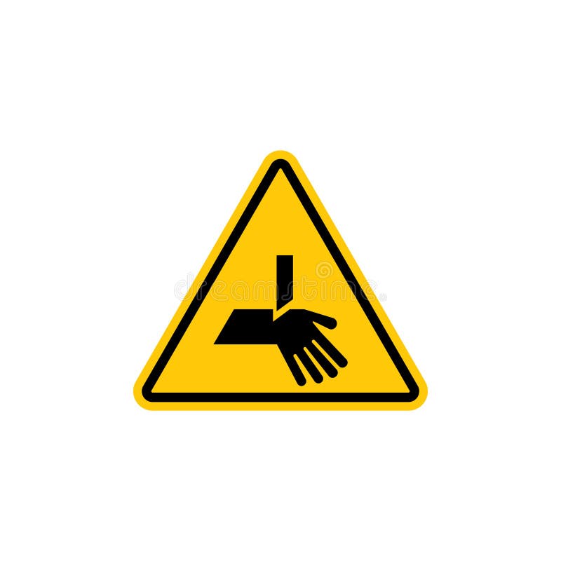 Cutting Hand Straight Blade Sign Icon Set. Warning for Risks of Cuts ...
