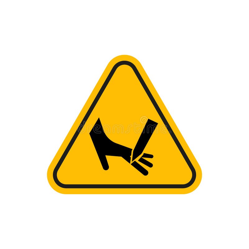 Cutting Hand Straight Blade Sign Icon Set. Warning for Risks of Cuts ...