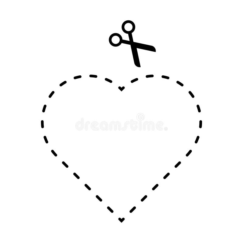 Cutting Heart Shape Worksheet Element Stock Vector - Illustration of ...