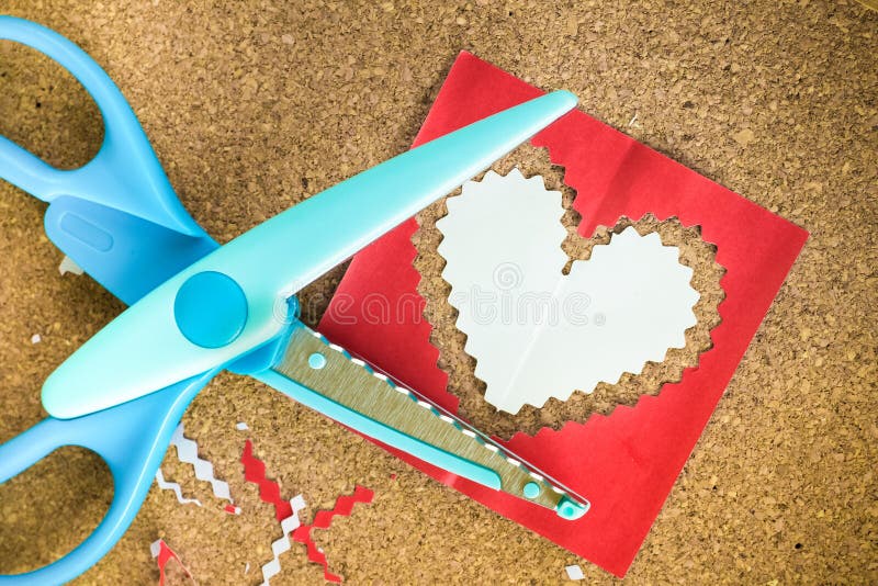 Cutting the Heart Shaped Paper Stock Image - Image of card, decoration ...